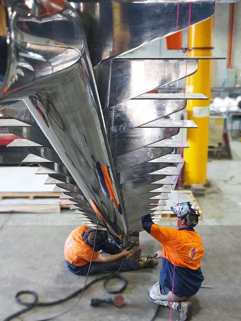 Custom stainless steel stair stringer, Watermark Homes QLD